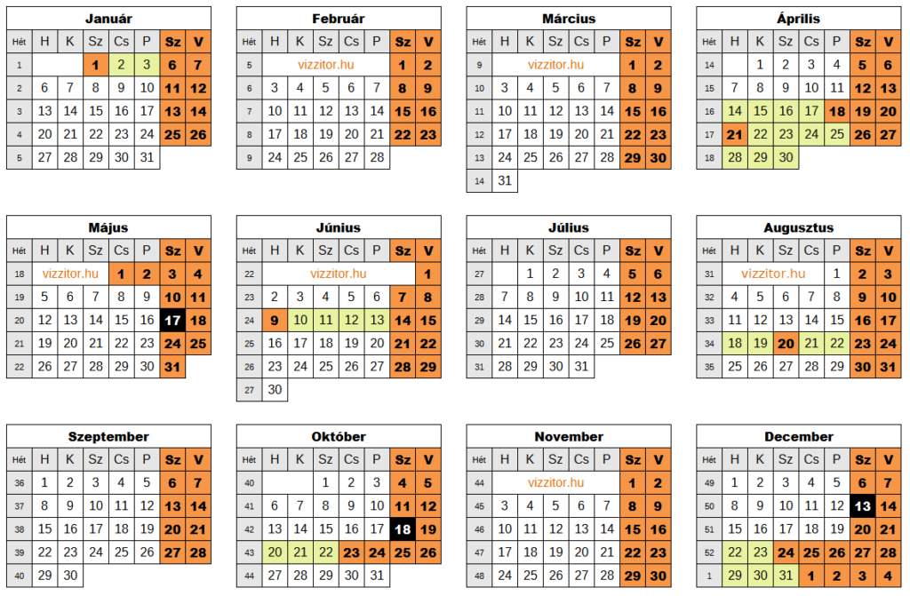Munkaszüneti napok 2025 naptár, szabadságtervező táblázat | vizzitor.hu