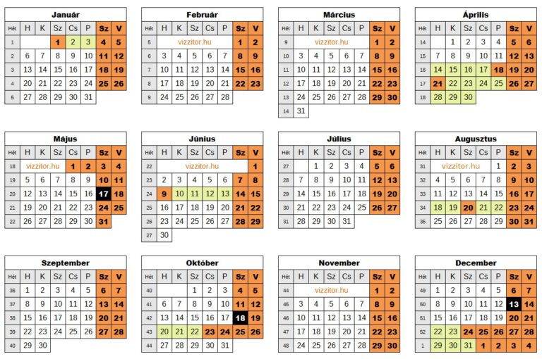 Munkaszüneti napok 2025 naptár, szabadságtervező táblázat | vizzitor.hu